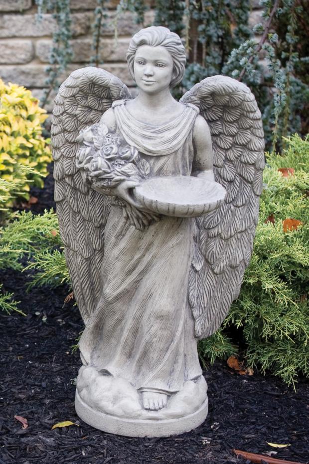 28" Rosebud Angel With Feeder – Massarelli Lawn Ornaments